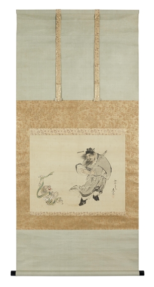Shibata Zeshin | Shoki the Demon-Queller, clutching a baton and ...