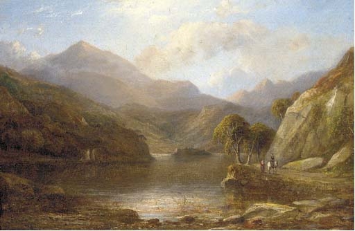 George F. Buchanan | Figures in a loch landscape (1855) | MutualArt