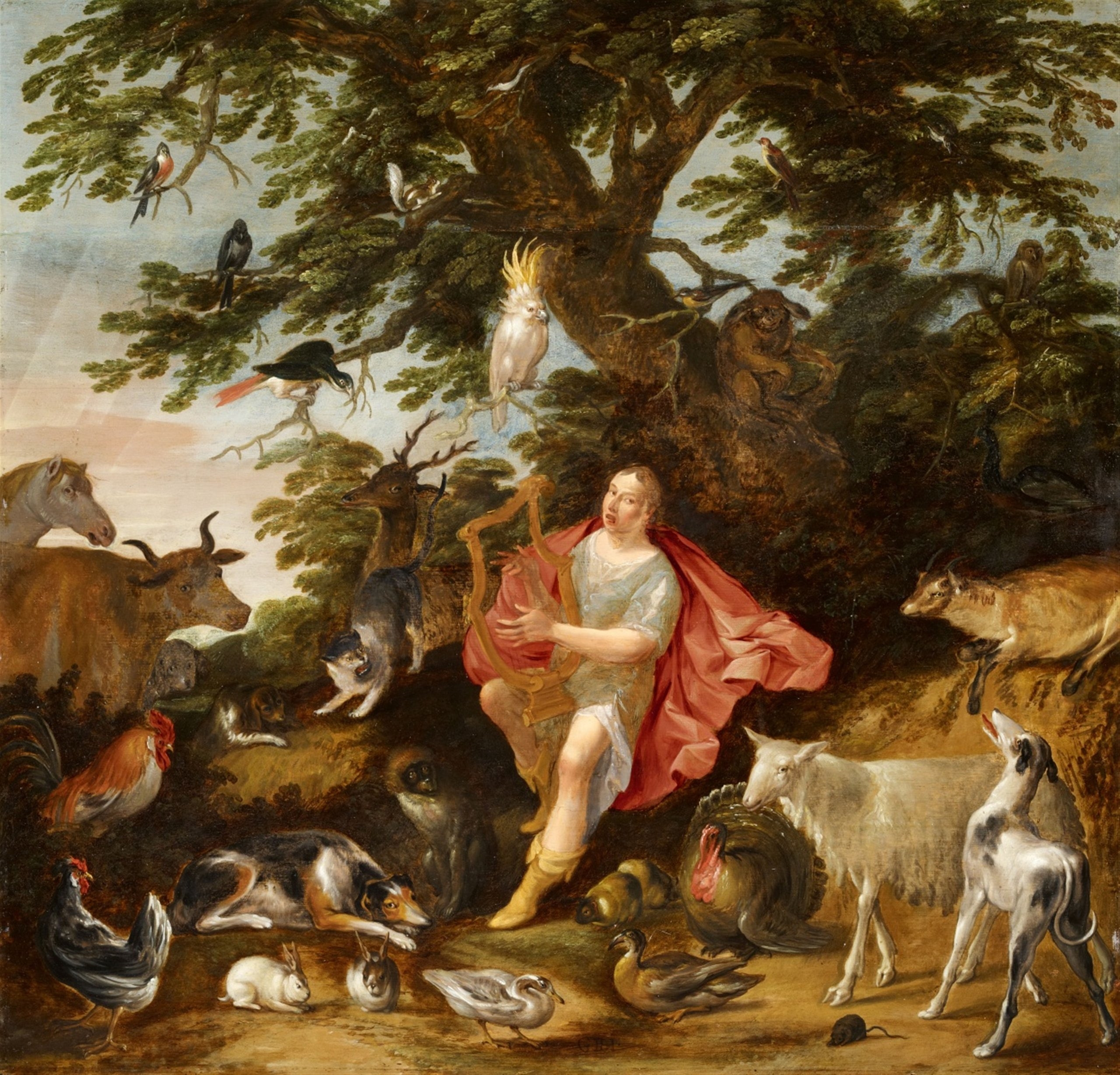 Gillis Claesz. d'Hondecoeter | Orpheus Enchanting the Animals | MutualArt