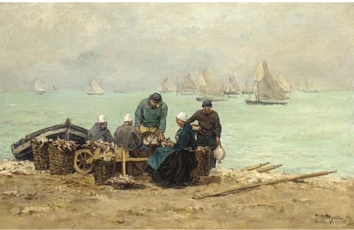 Emile Louis Vernier | Fisherfolk at Isigny (1881) | MutualArt