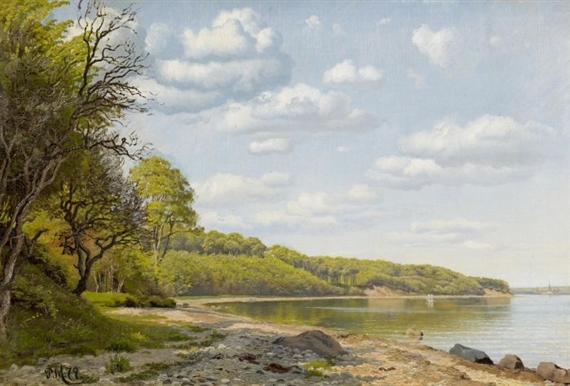 Peder Mork Monsted | Summer' Day by the Seaside (1879) | MutualArt