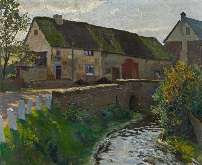 Hans Richard von Volkmann | Summer landscape with a view of a village ...