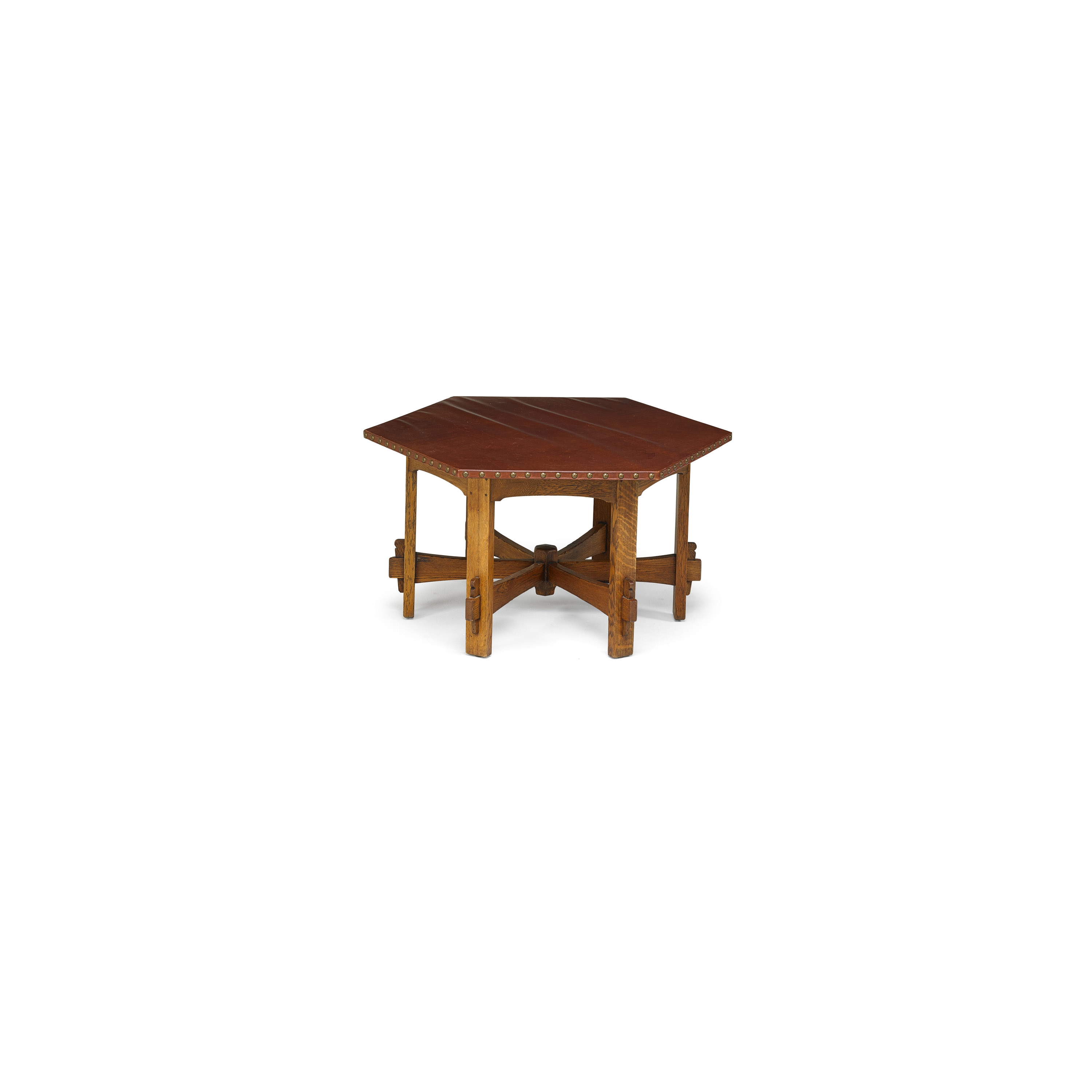 L .& J.G. Stickley Inc. | Hexagonal leather-top game table ...