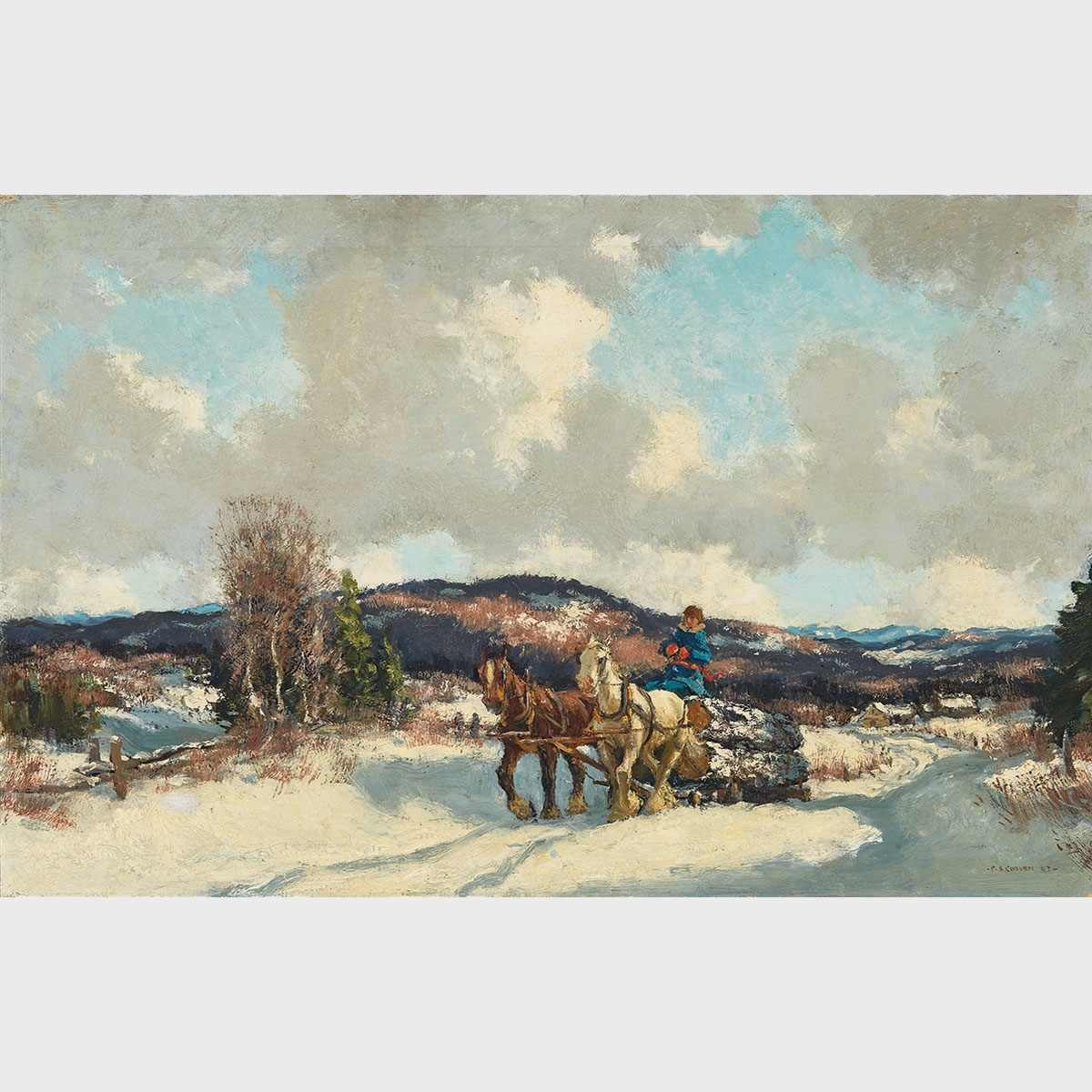 Frederick Simpson Coburn | Hauling Logs, Winter (1943) | MutualArt
