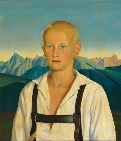 Herbert von Reyl-Hanisch | Portrait of a boy in a mountain landscape ...