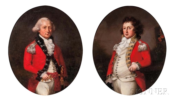 British School, 18th Century | Two Oval Portraits of Infantry Officers ...