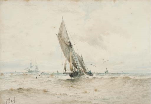 Albert Ernest Markes | On the crest of a wave; and A brig at anchor ...