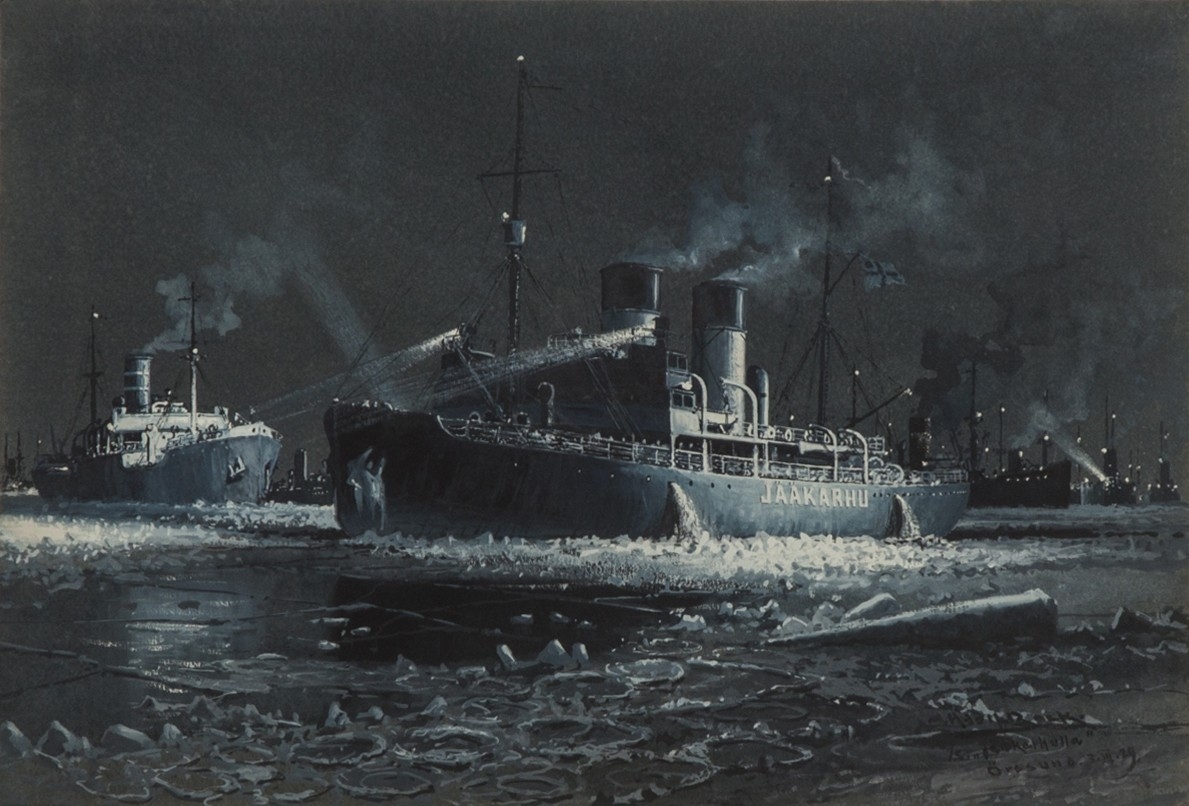 Adolf Bock | A SAILING SHIP IN THE SUNSET (1924) | MutualArt