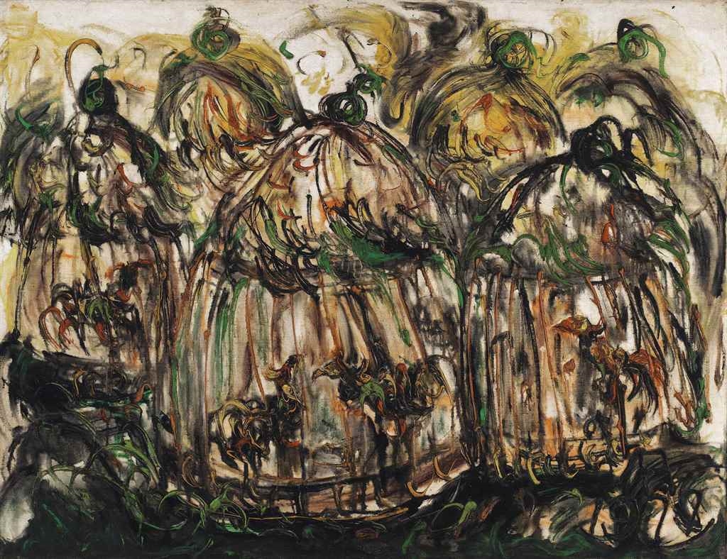 Affandi | FIGHTING ROOSTERS IN BASKETS (1977) | MutualArt