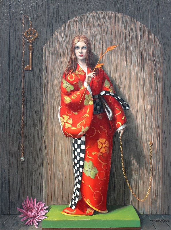 Raymond Whyte | Tromp l'oeil with Human Female Doll in Kimono Chained ...