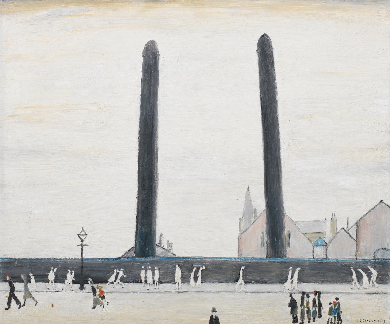 Laurence Stephen Lowry | Street Scene with Old Church Tower (1964 ...