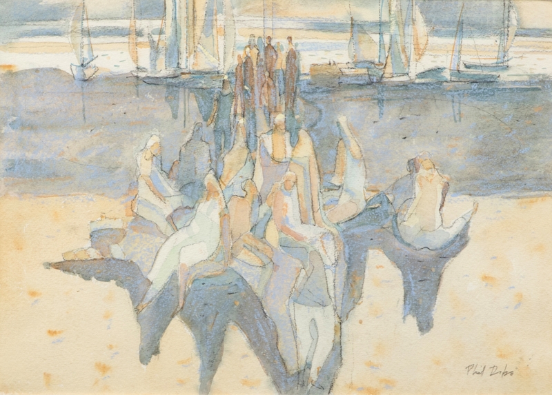Phil Dike | The Group, figures and sailboats | MutualArt