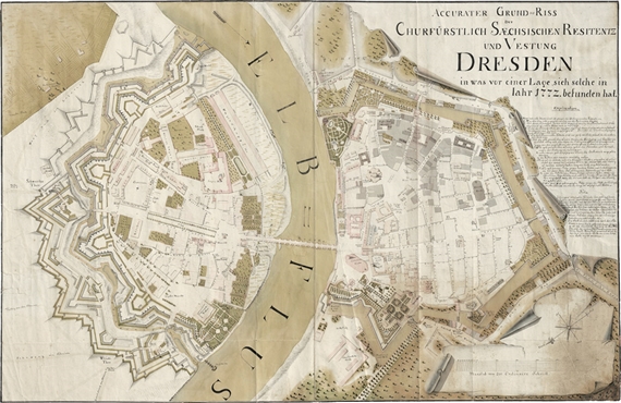 German School, 18th Century | Stadtplan von Dresden: Accurater Grund ...