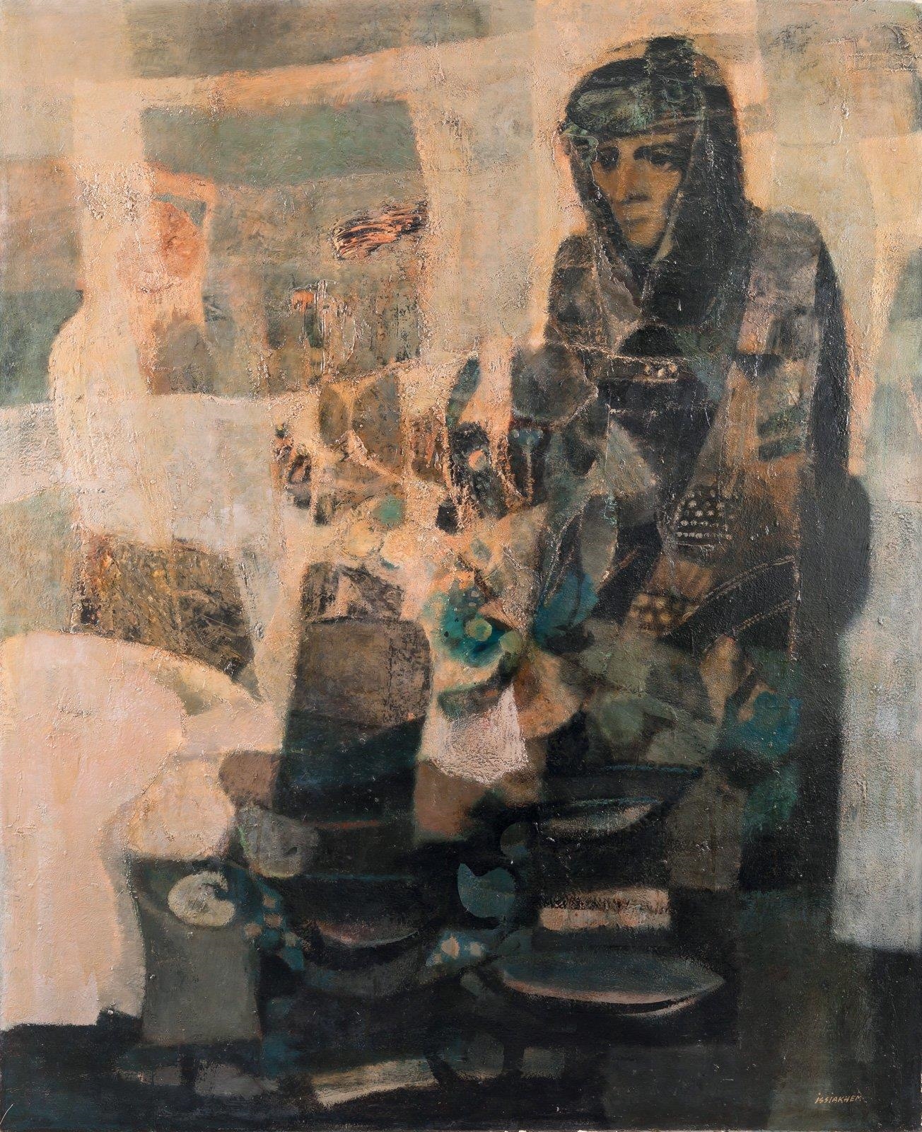 Mohammed Issiakhem | Famille sur une terrasse | MutualArt