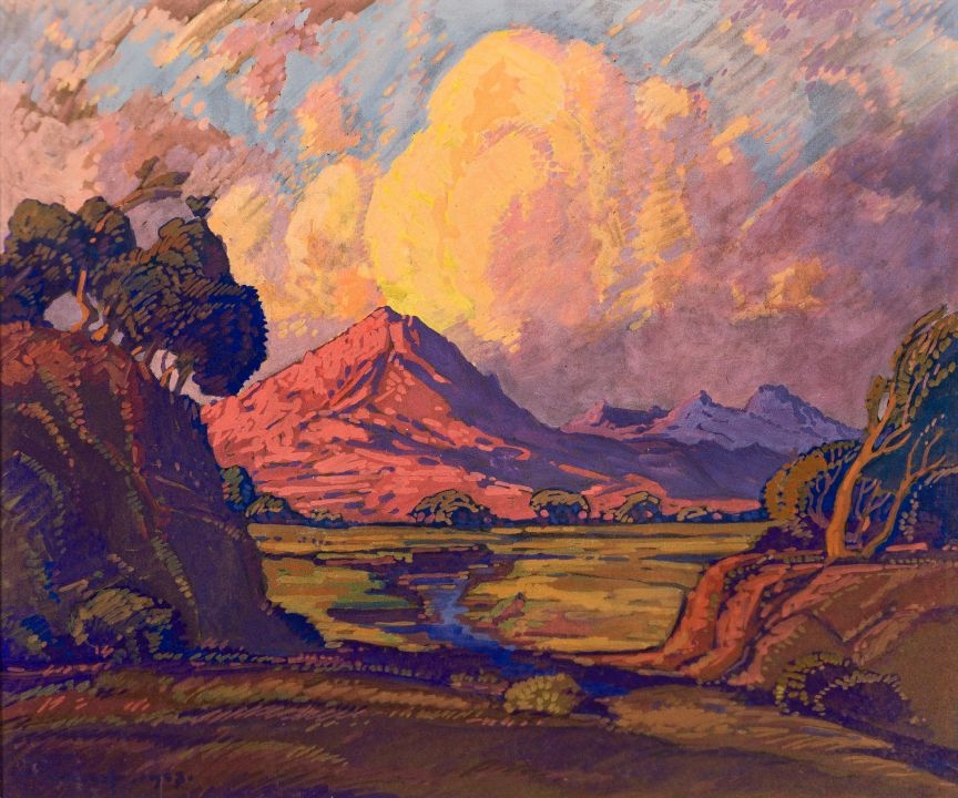 Jacob Hendrik Pierneef | Extensive Landscape with Mountains (1937 ...