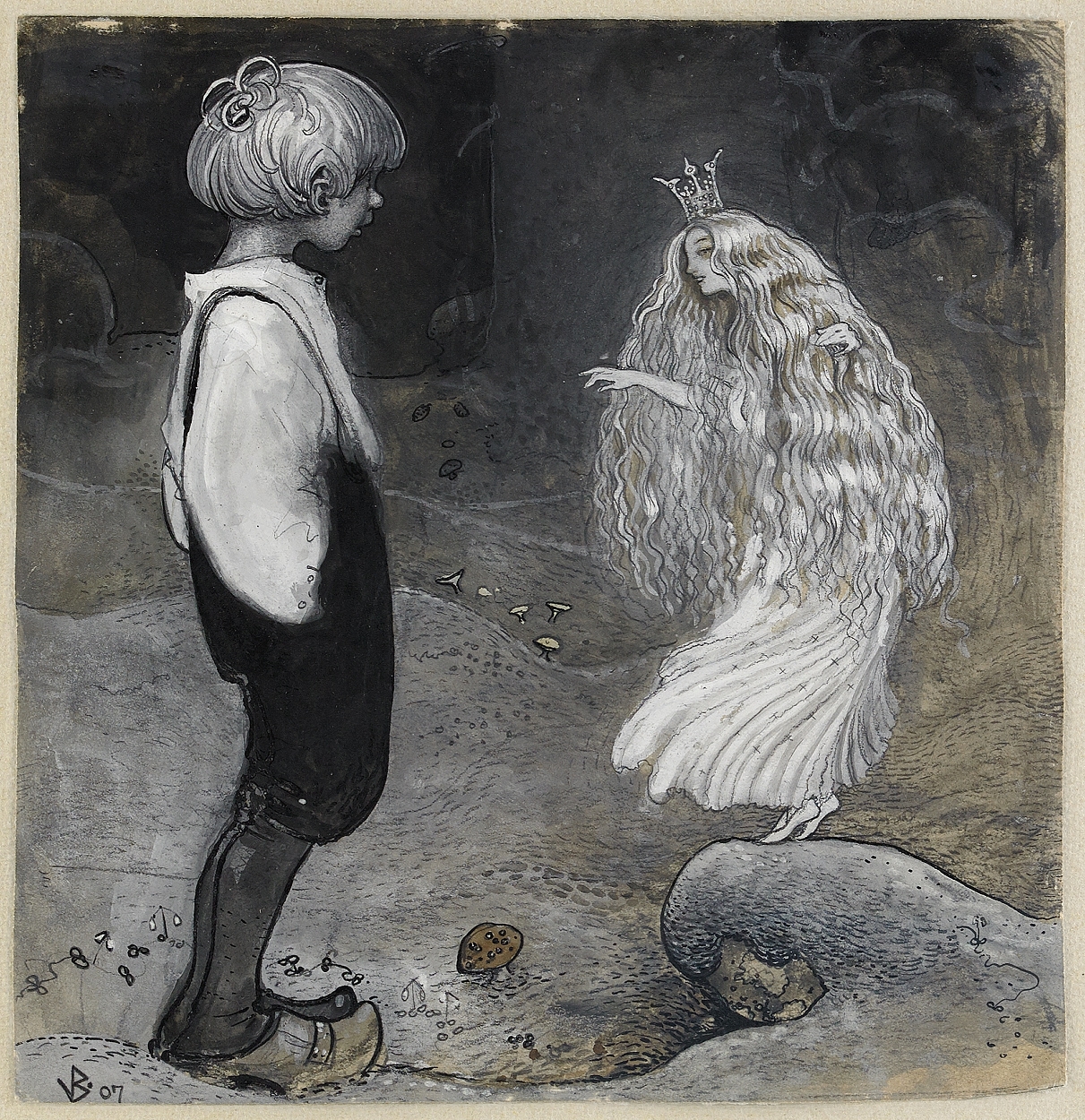 John Bauer | De sju önskningarna - Och i samma ögonblick var hon ...