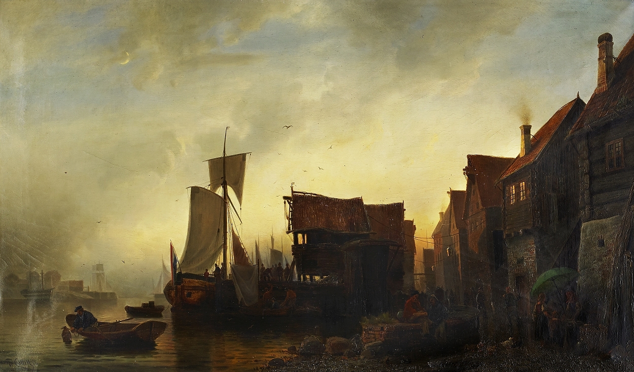 Frederik Collett | View from a harbour (1866) | MutualArt