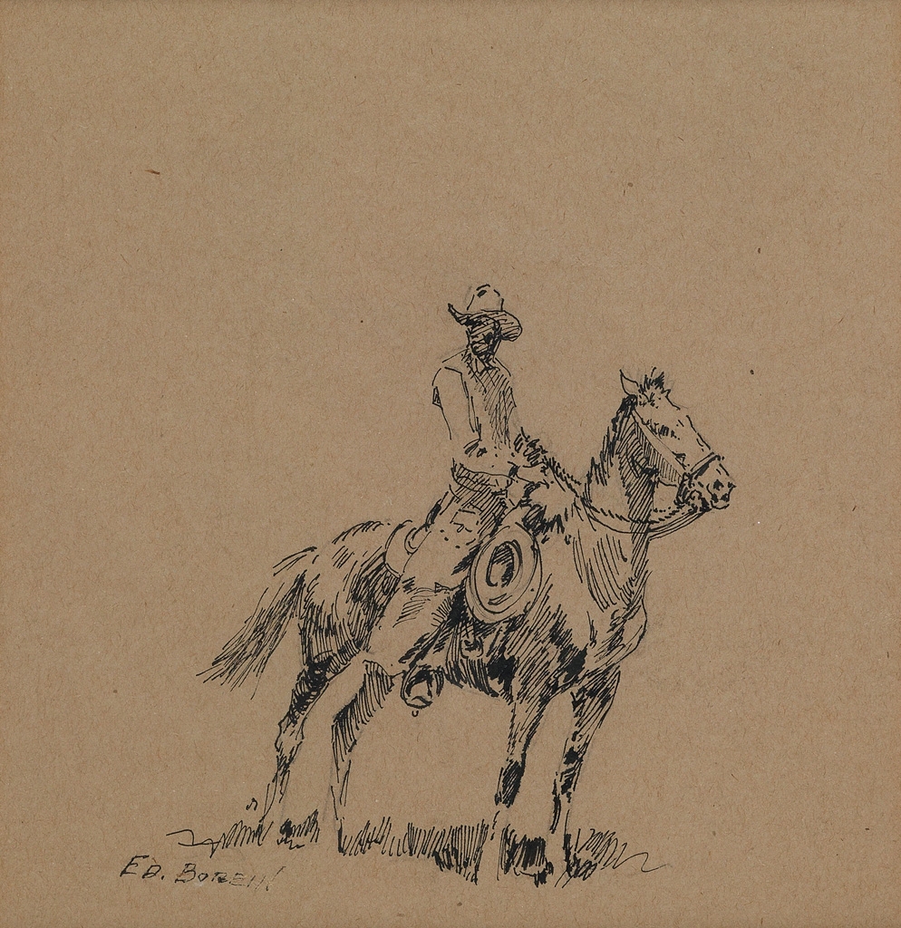 Cowboy On Horse Drawing