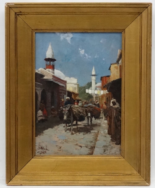 John Gleich | View of a Kasbah / Casbah with figures and merchants ...