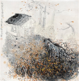 Daoping Zhu | AUSPICIOUS AUTUMN MOUNTAIN & PAINTING OF A RIVER BANK ...