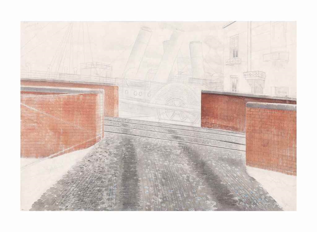 Eric Ravilious | Paddle Steamer in Bristol Dock | MutualArt