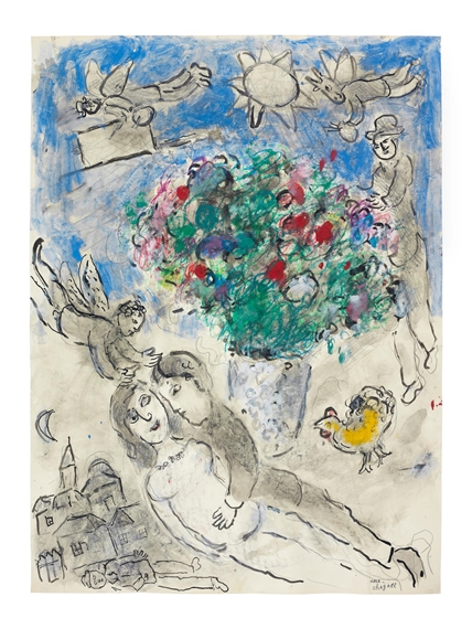Marc Chagall | Repos au bouquet de fleurs (1980) | MutualArt