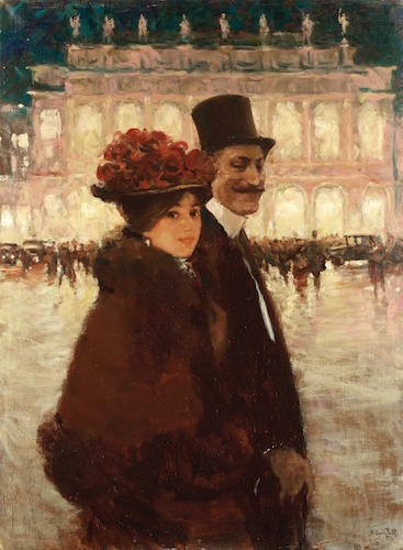 Victor Guerrier | Couple marchant devant l'opera | MutualArt