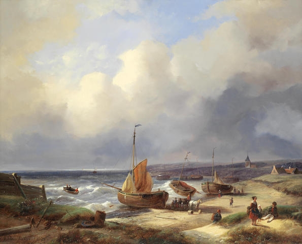 Johannes Petrus van Velzen | A Dutch coastal lanscape (1849) | MutualArt