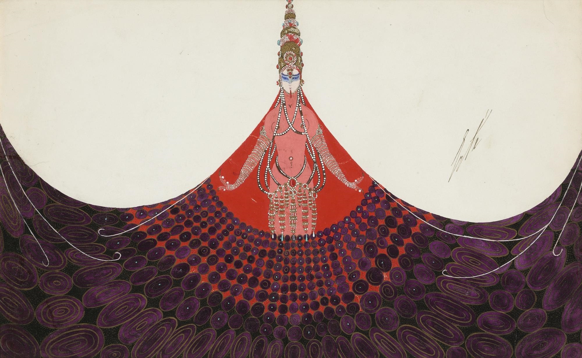 Erté | HINDU TALE : YOUNG LADY WEARTING A LARGE RED DRESS (1922 ...
