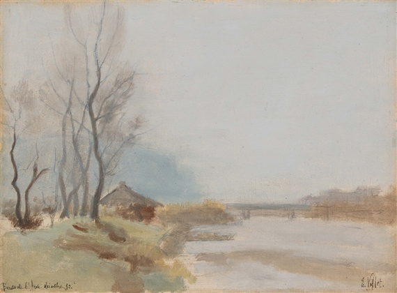 Edouard Vallet | Bords de l'Arve en hiver (1892) | MutualArt
