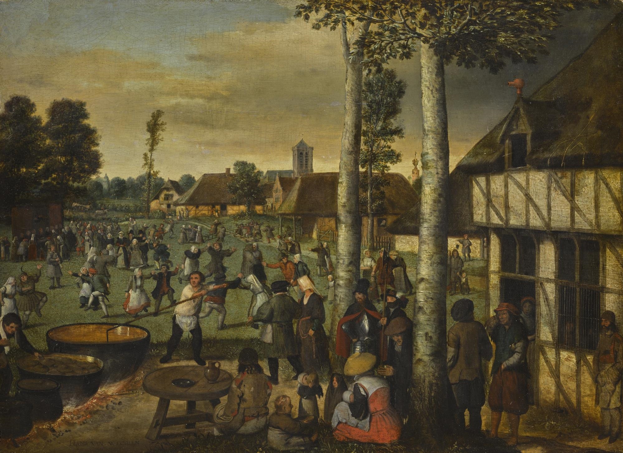 Jan Wechelen | PEASANTS MERRYMAKING AT A VILLAGE KERMESSE | MutualArt