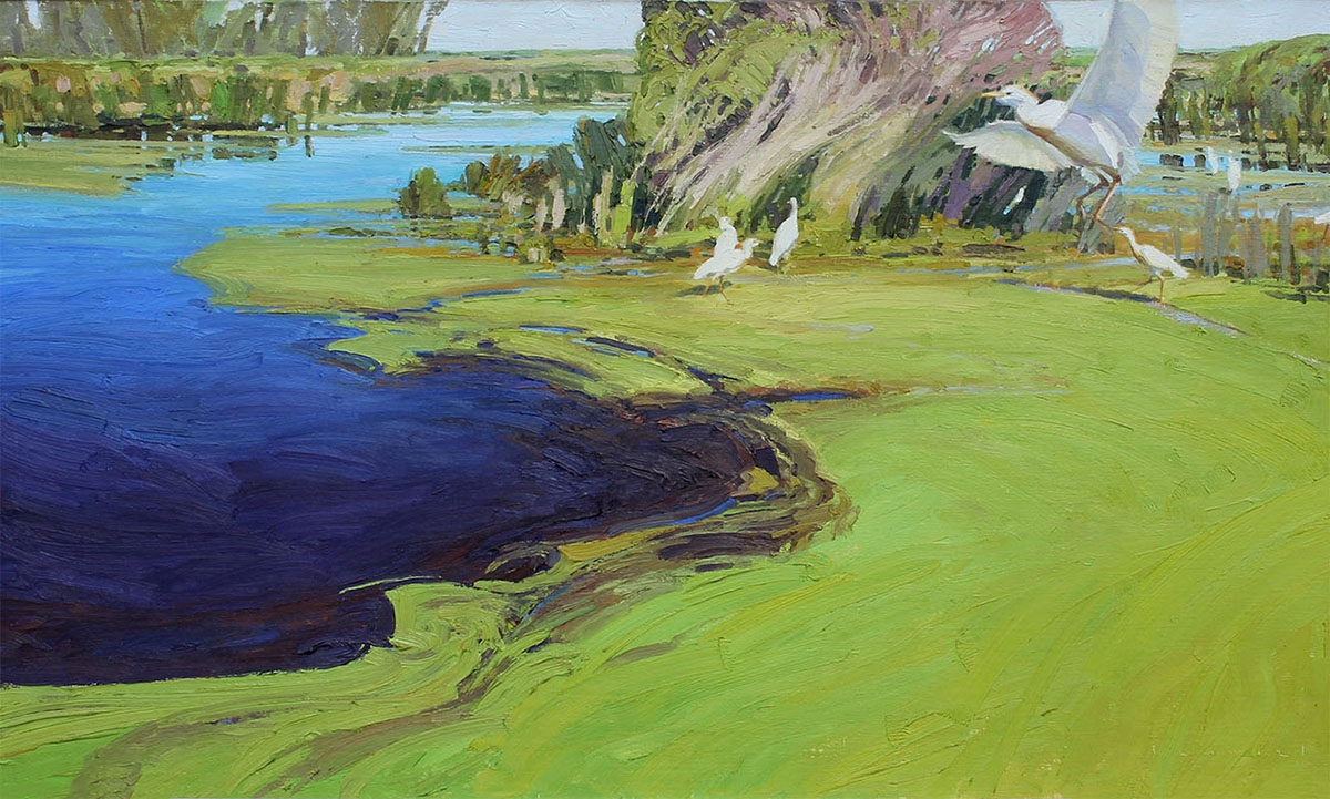 Len Chmiel | Egrets and Indigo | MutualArt