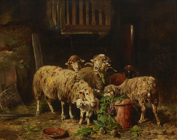Otto Gebler | Schafe im Stall | MutualArt