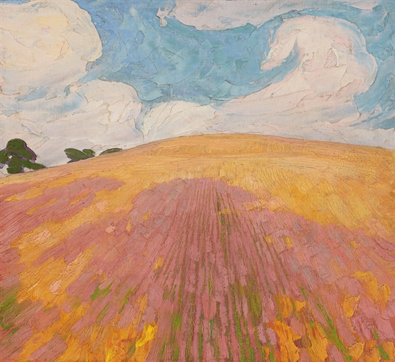 Bertha Everard | Yellow field with clouds and shadows | MutualArt