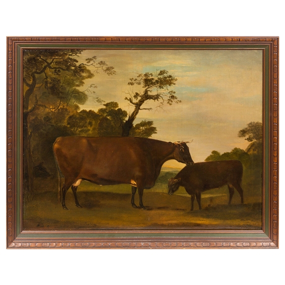 Thomas Weaver | Portrait of a Prized Cow and Calf (1803) | MutualArt