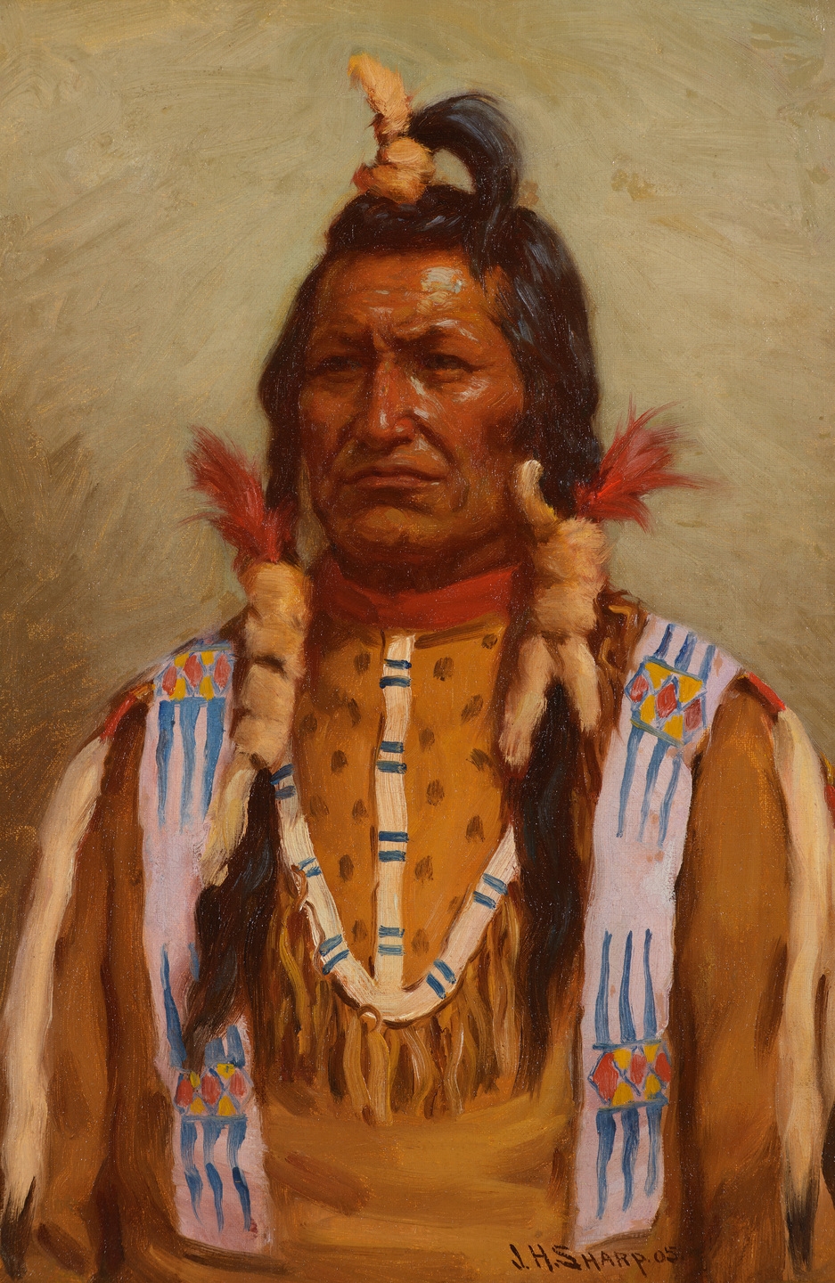 Joseph Henry Sharp | Chief Bull Child – Blackfeet (1905) | MutualArt