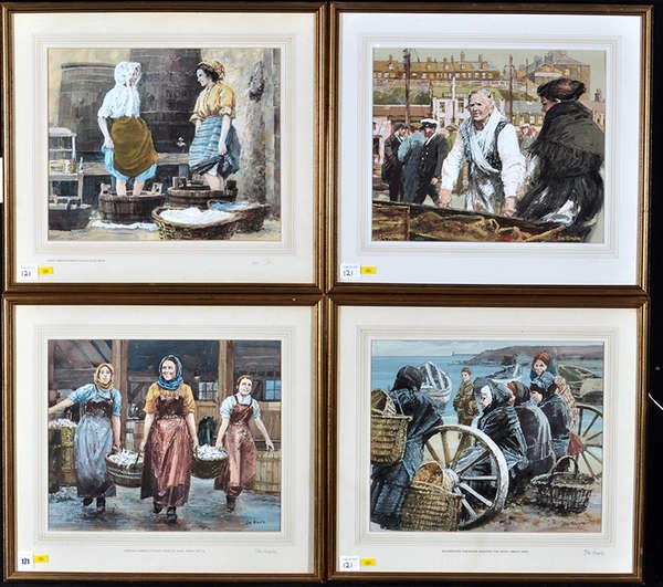 Tom Manson | Set of 4; Cullercoats Fishwives Awaiting the Catch; Mench ...