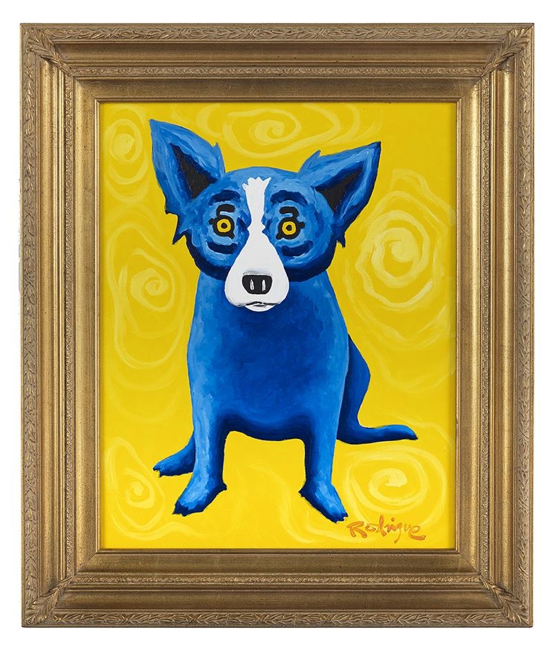 George Rodrigue | Blue Dog; Red Suit | MutualArt