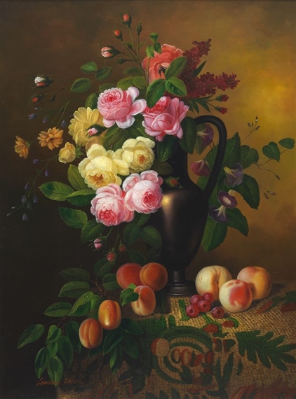 Lawrence Backer | Flower and fruit still life | MutualArt