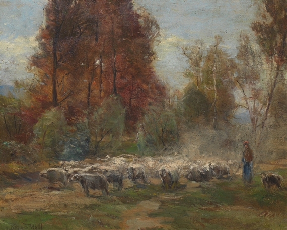 Alfred Bryan Wall | Sheep and Big Trees | MutualArt