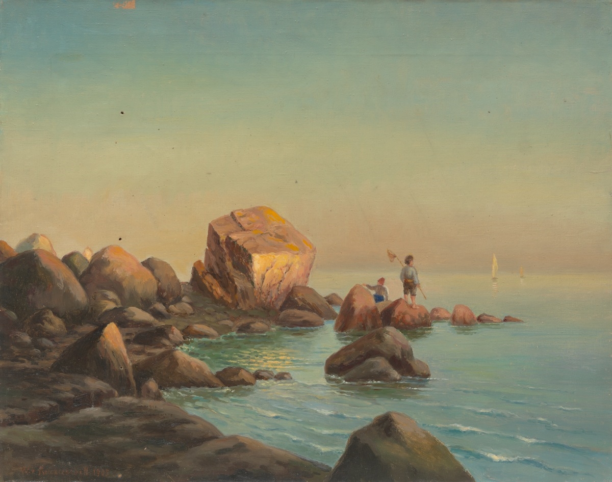 Walter Von Ruckteschell | Shoreline with rocks and figures (1905 ...