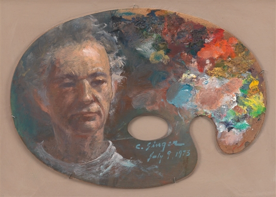 Clyde Singer | Self Portrait with Palette | MutualArt