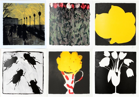 Donald Sultan | SET OF 6;VISUAL POETICS (1998) | MutualArt