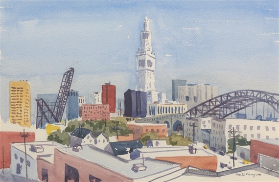 Martin Linsey | View of Tower City from Flats (1981) | MutualArt