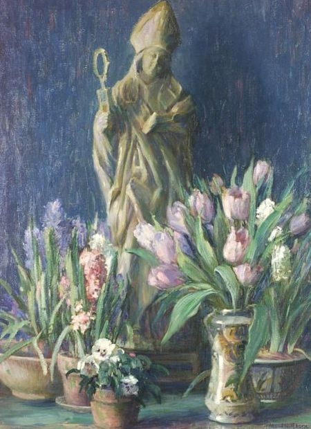 Maud Mary Mason | Floral Still Life with Statuary | MutualArt
