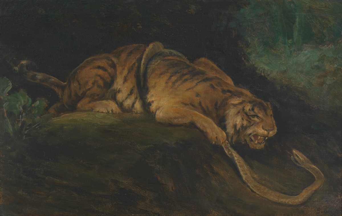 Gustave Surand | Tiger and Snake | MutualArt