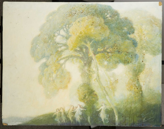 William C. Emerson | treed landscape with women dancing | MutualArt