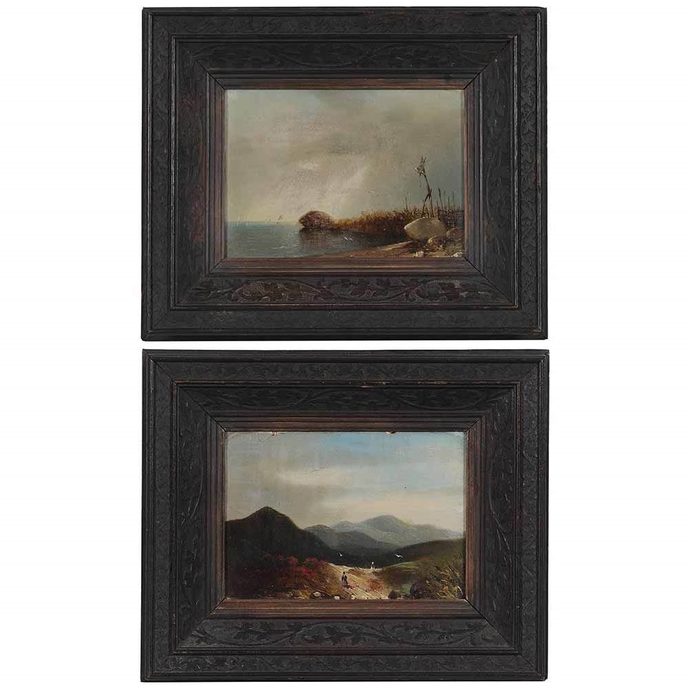 Edward Ruggles | 2 Works: Cabinet paintings: Chesapeake Bay (1864 ...