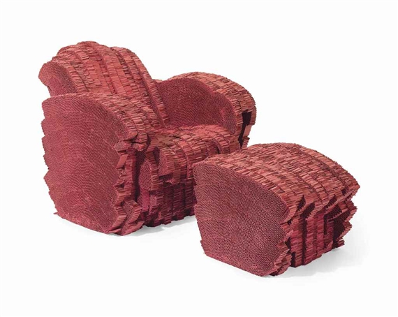 Frank Gehry | 'Red Beaver' Chair and Ottoman | MutualArt