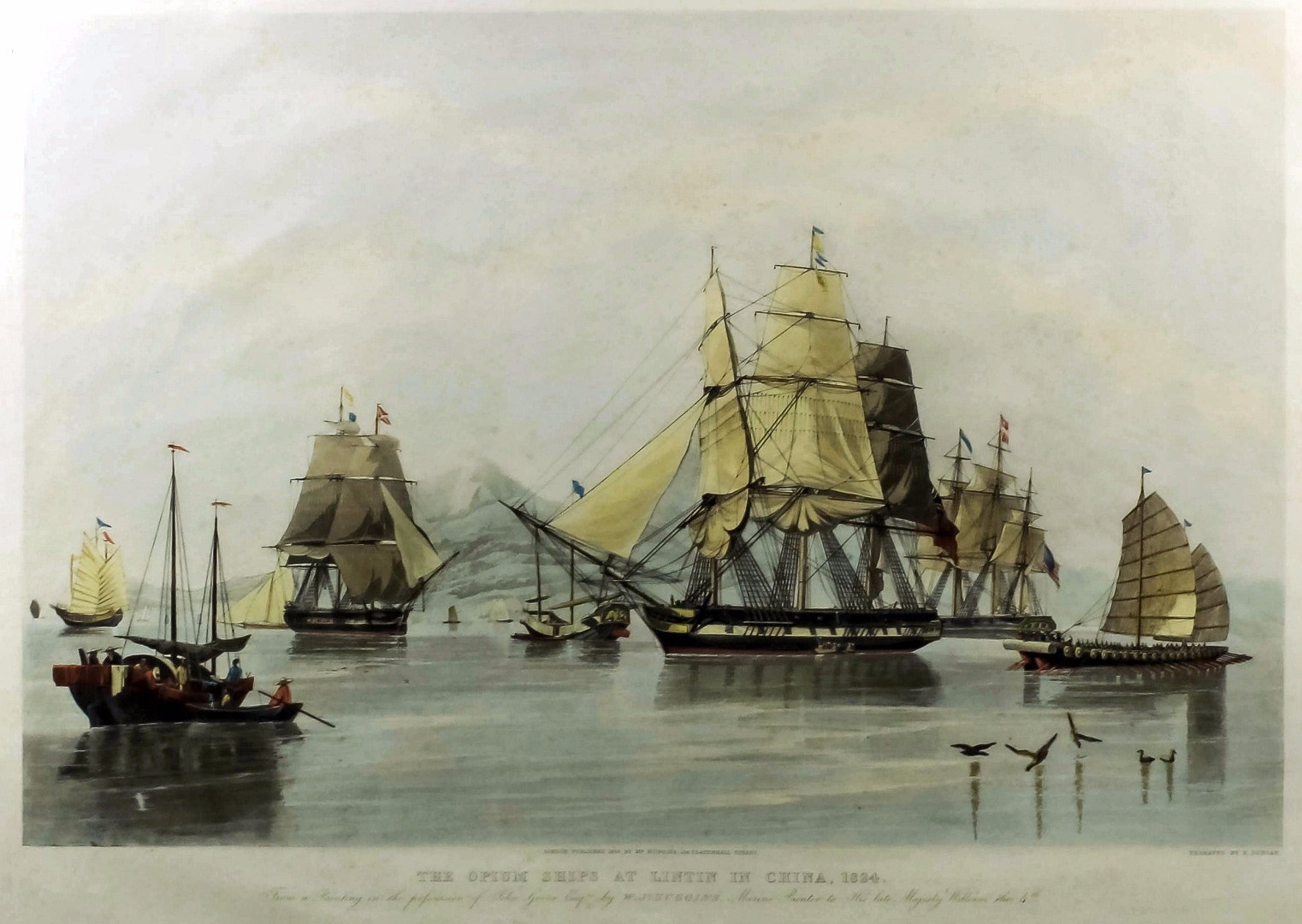 Edward Duncan | The Opium Ships at Lintin in China (1824) | MutualArt